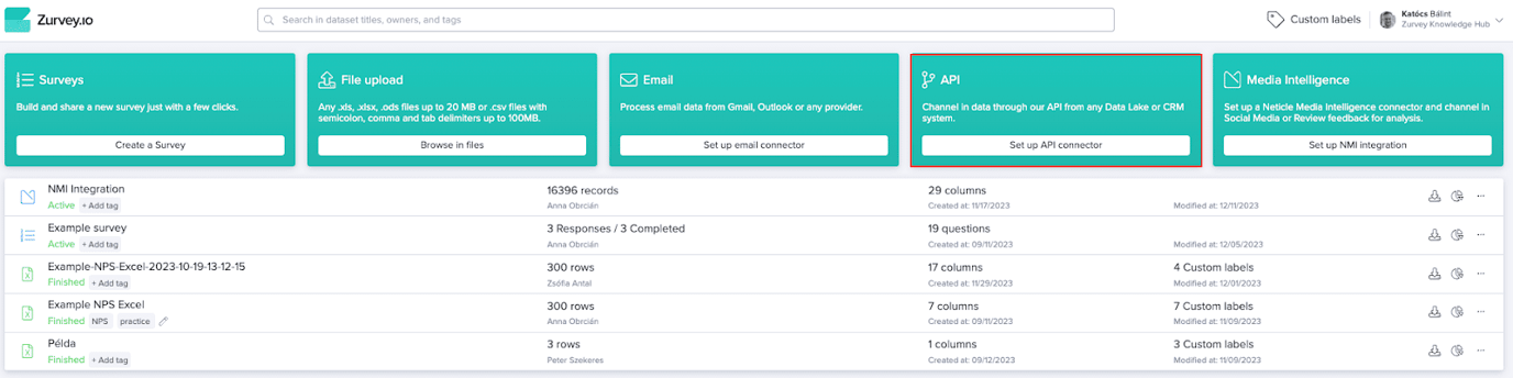 Zurvey.io API (inbound)